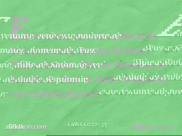 1 Reis 12:22-23 - Bíblia