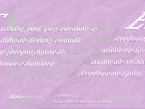 1 Reis 12:2 - Bíblia