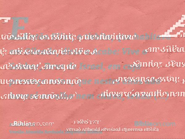 1 Reis 17:1 - Bíblia