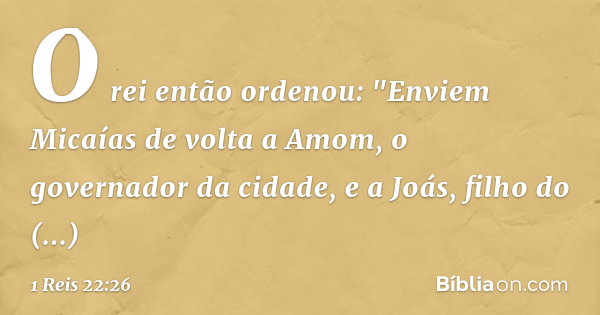 1 Reis 22:26 - Bíblia