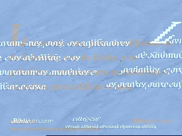 1 Reis 5:18 - Bíblia