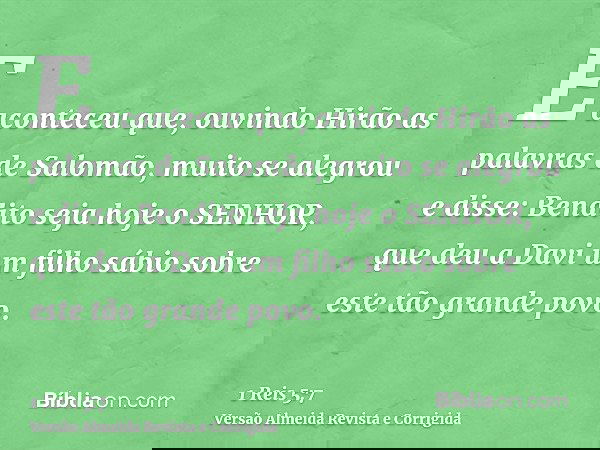 1 Reis 5:7 - Bíblia