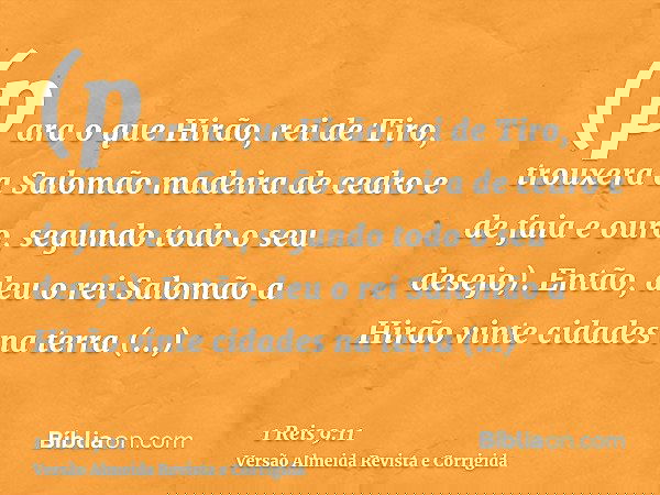 1 Reis 9:11 - Bíblia