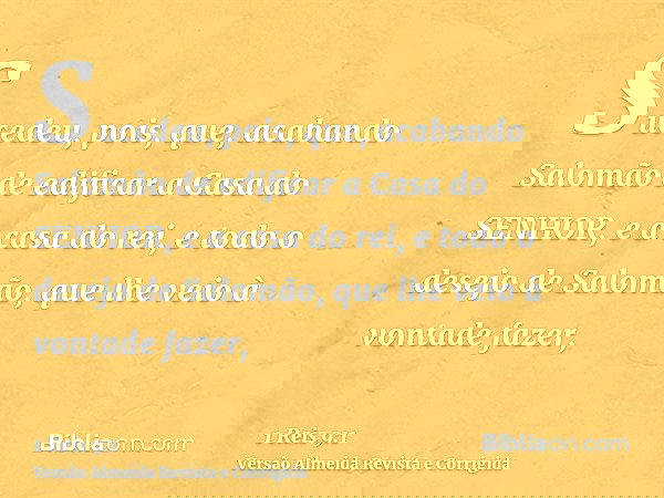 1 Reis 9:1 - Bíblia