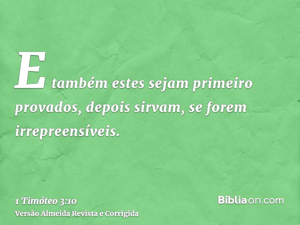 1 Timóteo 3:10 - Bíblia