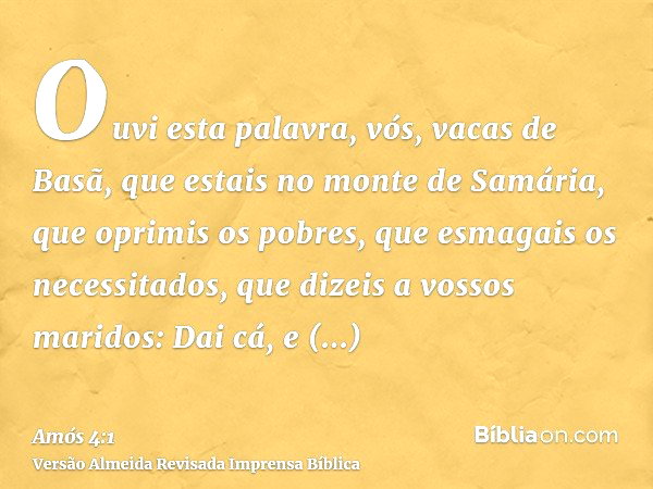 Amós 4:1 - Bíblia