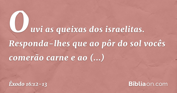 Êxodo 16:12-13 - Bíblia