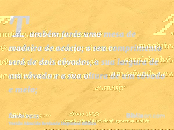 Êxodo 25:23 - Bíblia