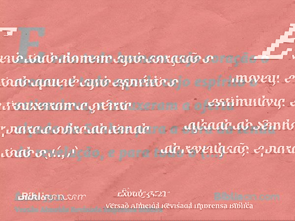 Êxodo 35:21 - Bíblia