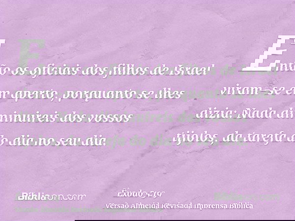 Êxodo 5:19 - Bíblia