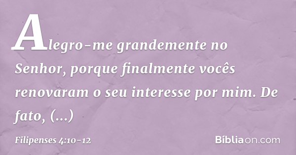 Filipenses 4:10-12 - Bíblia