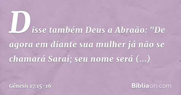Gênesis 17:15-16 - Bíblia