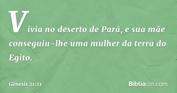 Gênesis 21:21 - Bíblia