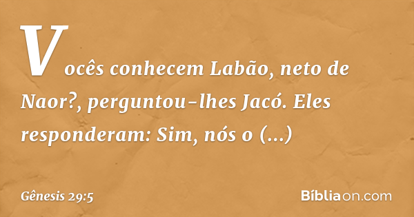 Gênesis 29:5 - Bíblia