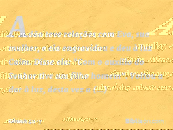 Gênesis 4:1-7 - Bíblia