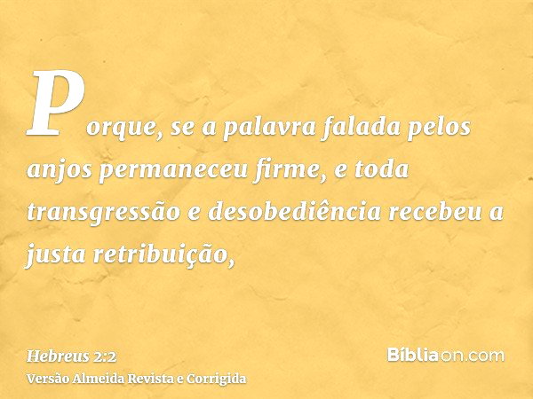 Hebreus 2:2 - Bíblia