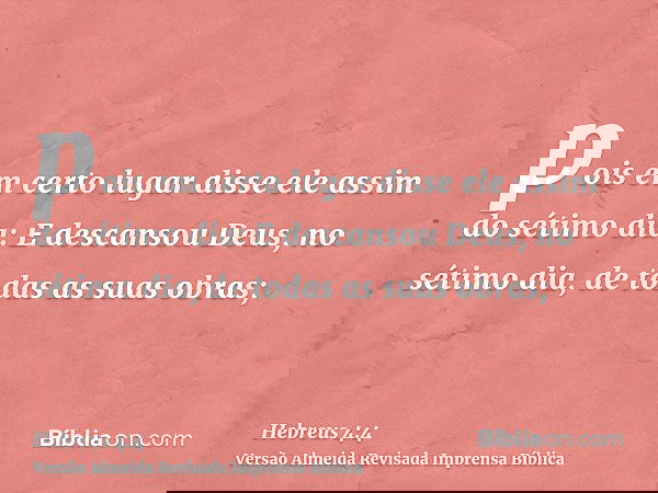 Hebreus 4:4 - Bíblia