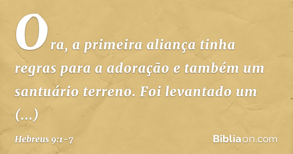 Hebreus 9:1-7 - Bíblia Hebreus 9:1-7 - Bíblia