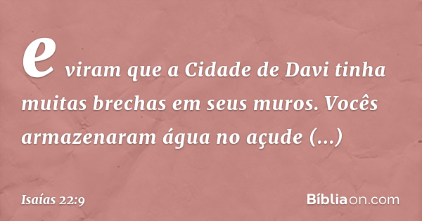 Isaías 22:9 - Bíblia