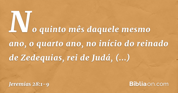 Jeremias 28:1-9 - Bíblia Jeremias 28:1-9 - Bíblia