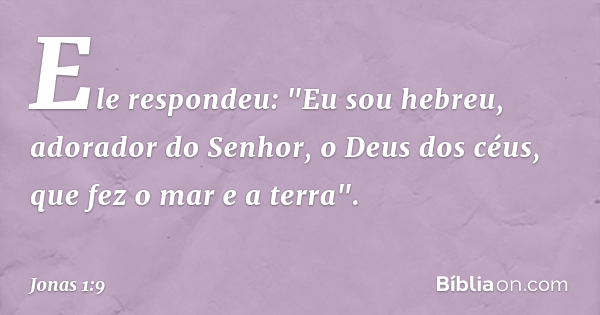 Jonas 1:9 - Bíblia