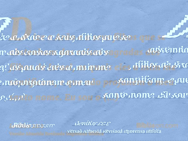 Levítico 22:2 - Bíblia