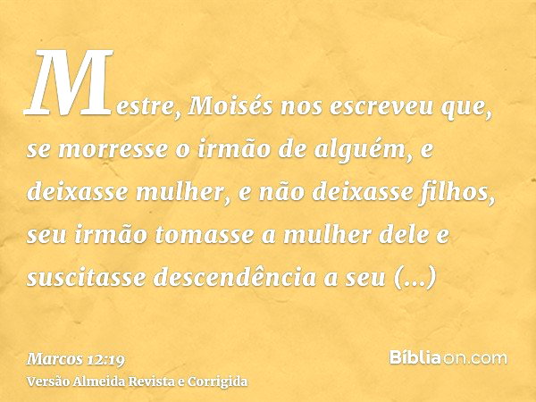 Marcos 12:19 - Bíblia