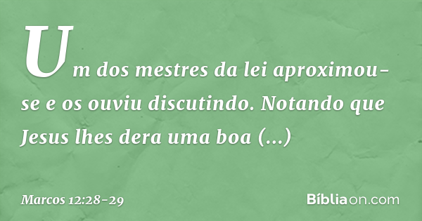 Marcos 12:28-29 - Bíblia