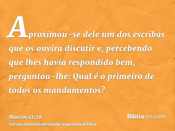 Marcos 12:28 - Bíblia