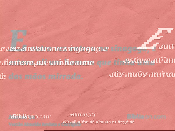 Marcos 3:1 - Bíblia