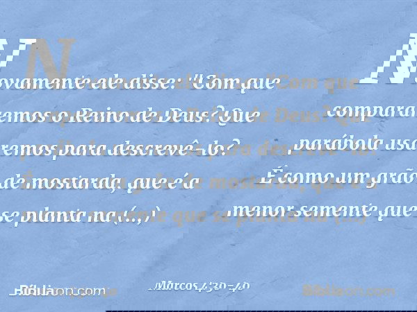 Marcos 4:30-40 - Bíblia