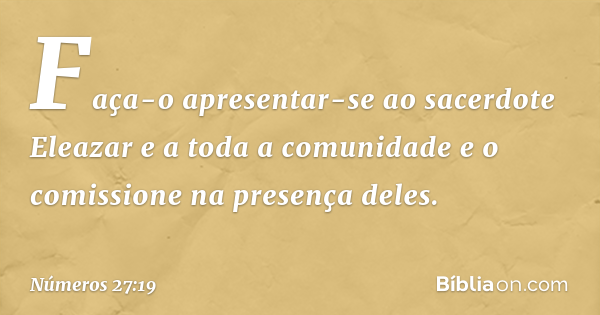 Números 27:19 - Bíblia