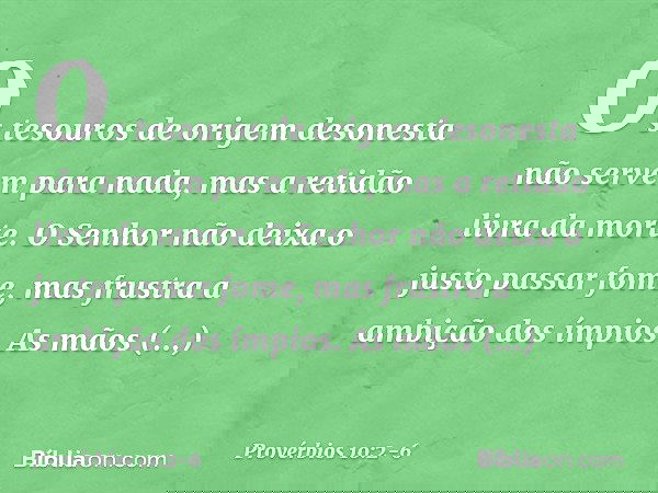 Provérbios 10:2-6 - Bíblia
