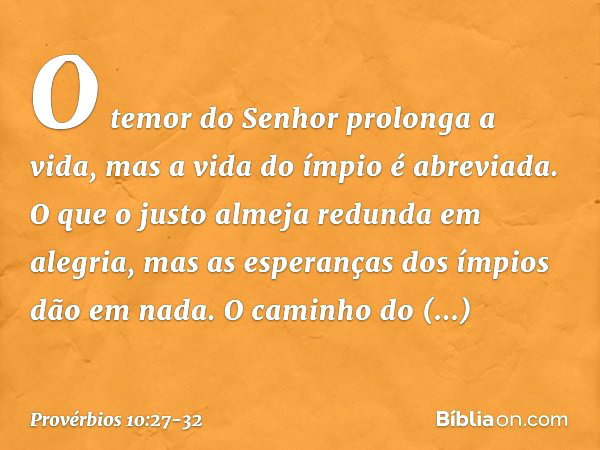 Provérbios 10:27-32 - Bíblia
