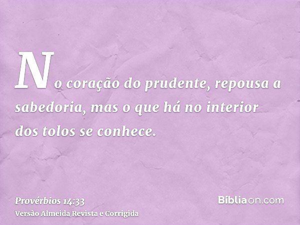 Provérbios 14:33 - Bíblia