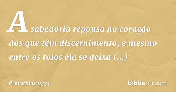 Provérbios 14:33 - Bíblia