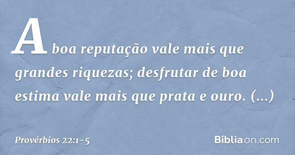 Provérbios 22:1-5 - Bíblia
