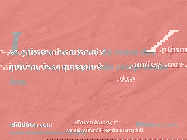 Provérbios 29:7 - Bíblia