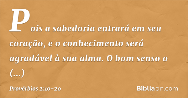 Provérbios 2:10-20 - Bíblia