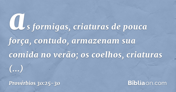 Provérbios 30:25-30 - Bíblia