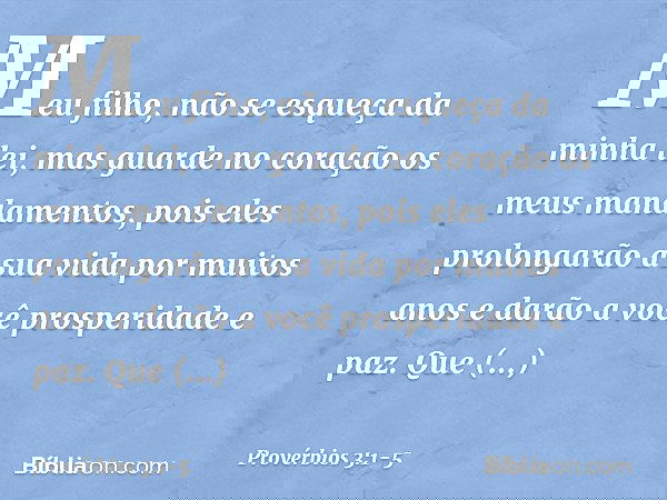Provérbios 3:1-5 - Bíblia