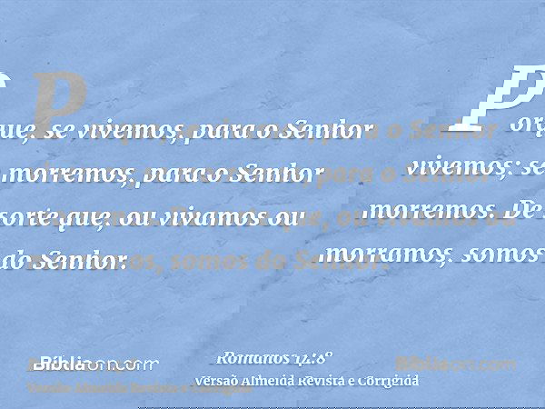 Romanos 14:8 - Bíblia