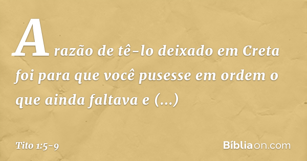 Tito 1:5-9 - Bíblia
