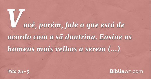 Tito 2:1-5 - Bíblia