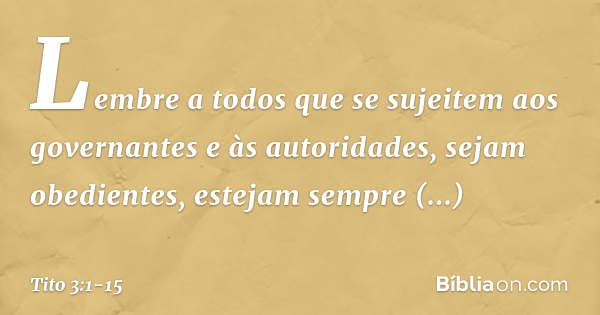Tito 3:1-15 - Bíblia